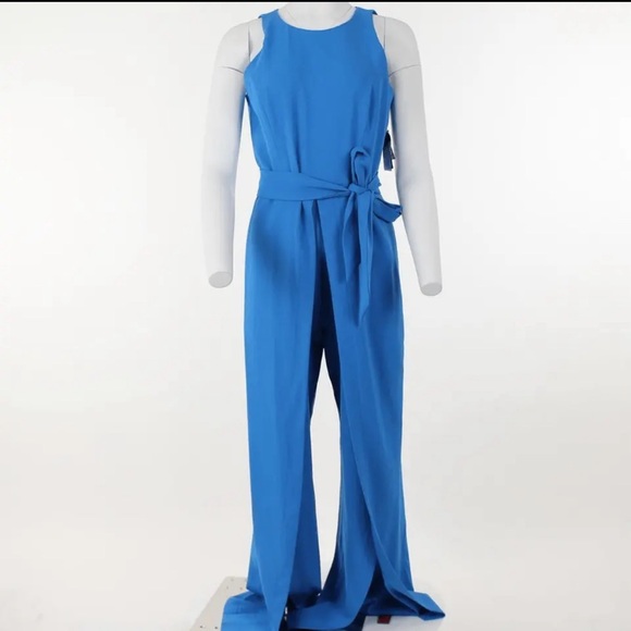 Pants & Jumpsuits | Inc Wide Openleg Jumpsuit Blue Size 14 | Poshmark